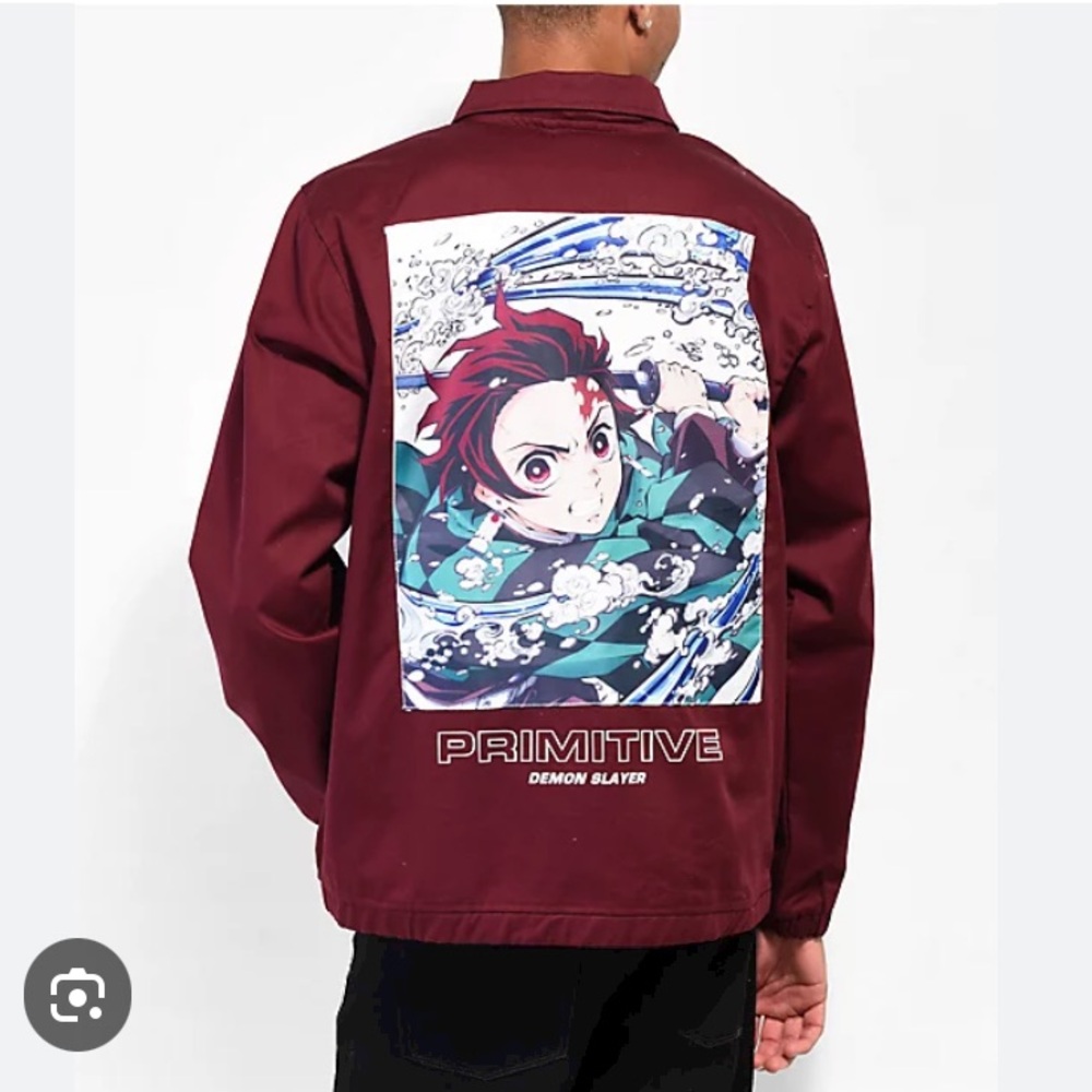 Primitive X Demon Slayer Tanjiro Kamado Zip Maroon Ut… - Gem